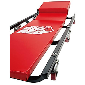 BIG RED TR6452 Torin Rolling Garage/Shop Creeper: 40" Padded Mechanic Cart with Adjustable Headrest and 6 Casters, Red