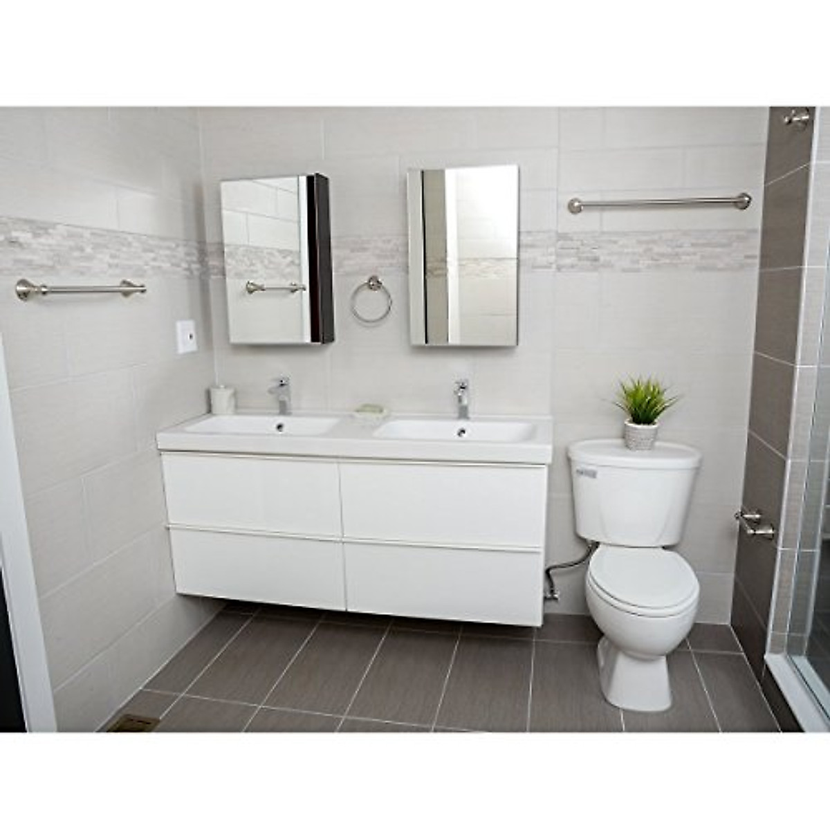 Amazon Basics AB-BR817-SN Bathroom Hardware Set, Variety Pack, 5 Piece, Satin Nickel