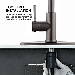 WEWE Kitchen faucets with Pull Down Sprayer, Farmhouse Kitchen Faucet Oil Rubbed Bronze Commercial Modern high arc Stainless Steel Single Handle Single Hole for Utility rv Laundry Sinks