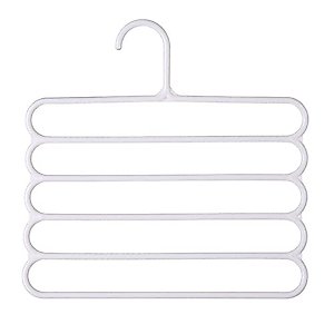 Multifunction Trousers Hanger, Anti-Slip Pants Hangers, Plastic Space Saving Clothes Hanger, Household Trousers Scarf Storage Storage Rack(White)