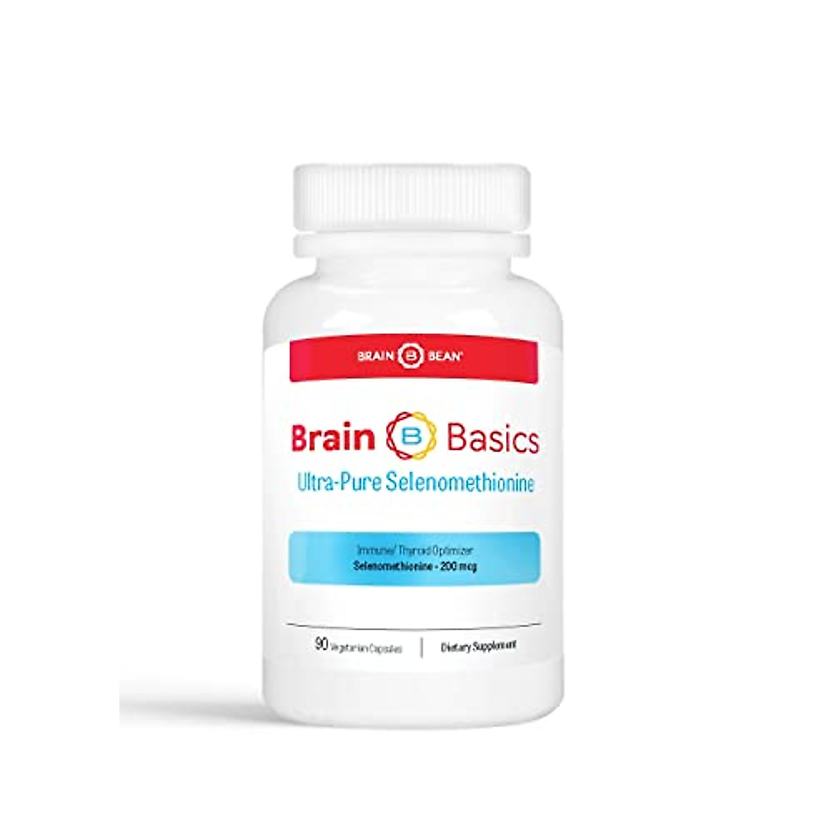 Brain Basics Ultra-Pure Selenomethionine - Proper Thyroid Function and Immune System Support - 200 mcg Most Bioavailable Selenium - 90 Servings