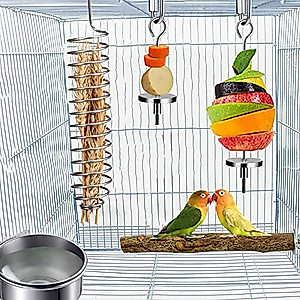 4 Pcs Stainless Steel Parrot Treat Holder, Food Skewer, Bird Fruit and Vegetable Kebab, Meat Stick, Parrot Cage Feeder, Hanging Basket