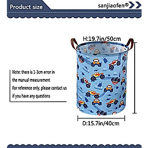 Sanjiaofen Kids Boys Hamper, Kids Laundry Basket Collapsible Monster Truck Storage Baskets for Boy Room Decor,Office,Toy Organizer,Gift Hamper(Monster trucks)