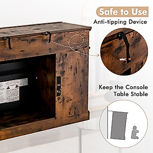 CLEEMAN 3-in-1 Electric Fireplace TV Stand, 55 Inch Entertainment Center with Built-in Heater, 3-Position Adjustable Shelf, 2 Side Cabinets, Remote Control, Overheat Protection, TV Console (Brown)