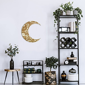 Moon Decor Rustic Moon Phase Bohemian Wall Art Nordic Wood Aesthetic Bedroom Wall Art Natural Design Wall Hanging Beautiful Moon Sign with Flowers for Home Apartment Living Room Wall Gallery Decor