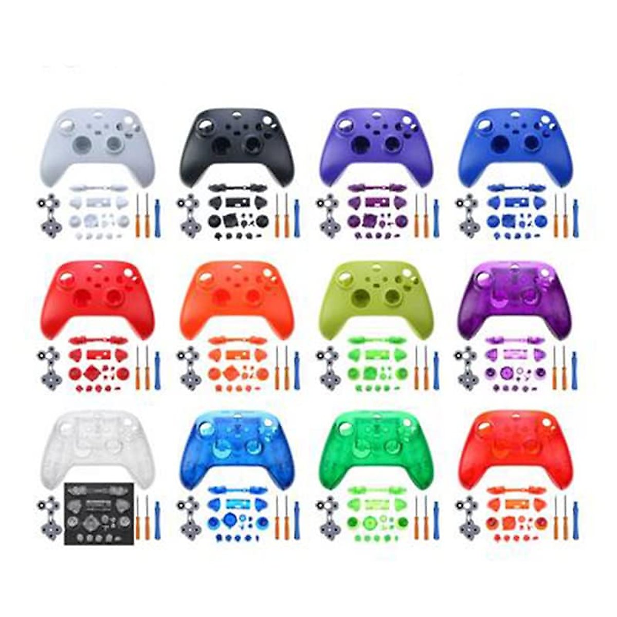 Front Faceplate Cover + Back Housing Shell Case with Full Buttons Tools for Xbox Series X S Controller Housing Shell Replacement (Clear)