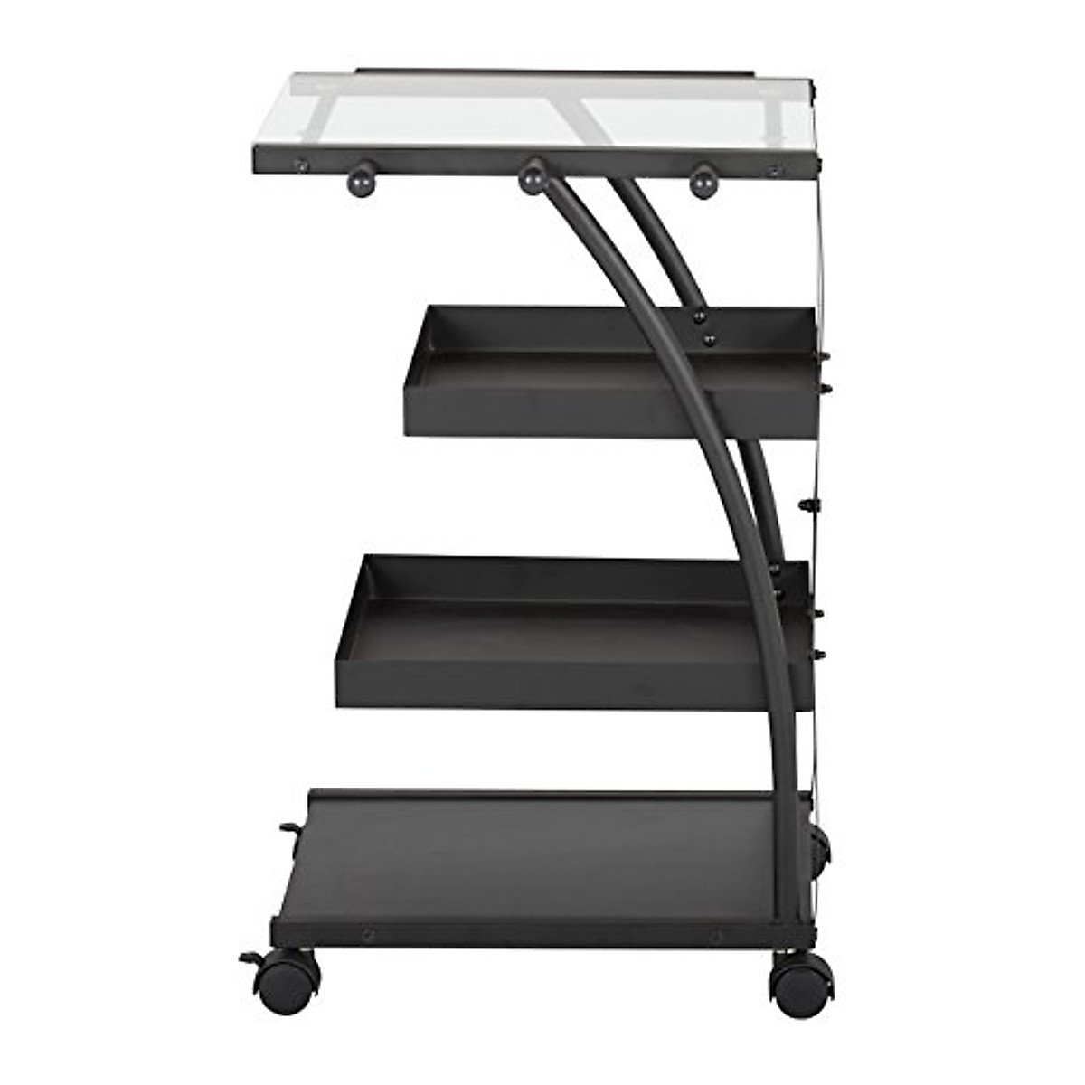 SD Studio Designs Modern Triflex Mobile Storage Taboret for Arts and Crafts, Charcoal Black/Clear Glass