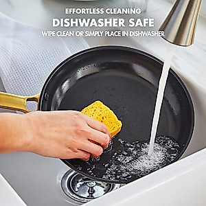 GreenPan Reserve Hard Anodized Healthy Ceramic Nonstick 8" and 10" Frying Pan Skillet Set, Gold Handle, PFAS-Free, Dishwasher Safe, Oven Safe, Black