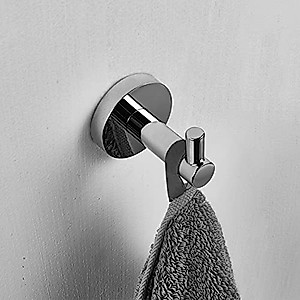 HITSLAM Chrome Towel Hooks for Bathroom Wall Mounted, Polished Chrome Wall Mount Hooks Heavy Duty Premium SUS 304 Stainless Steel Rustproof 2 Pack