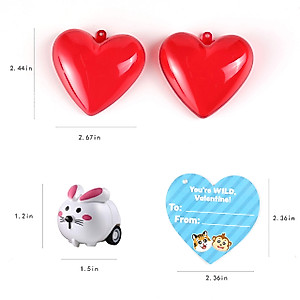 JOYIN 28 Pack Valentine Day Animals Pull Back Vehicles for Kids with Gift Cards and Filled Hearts, Pull Back & Go Car Toy Sets for Toddlers Kids Valentine School Classroom Exchange, Game Prizes