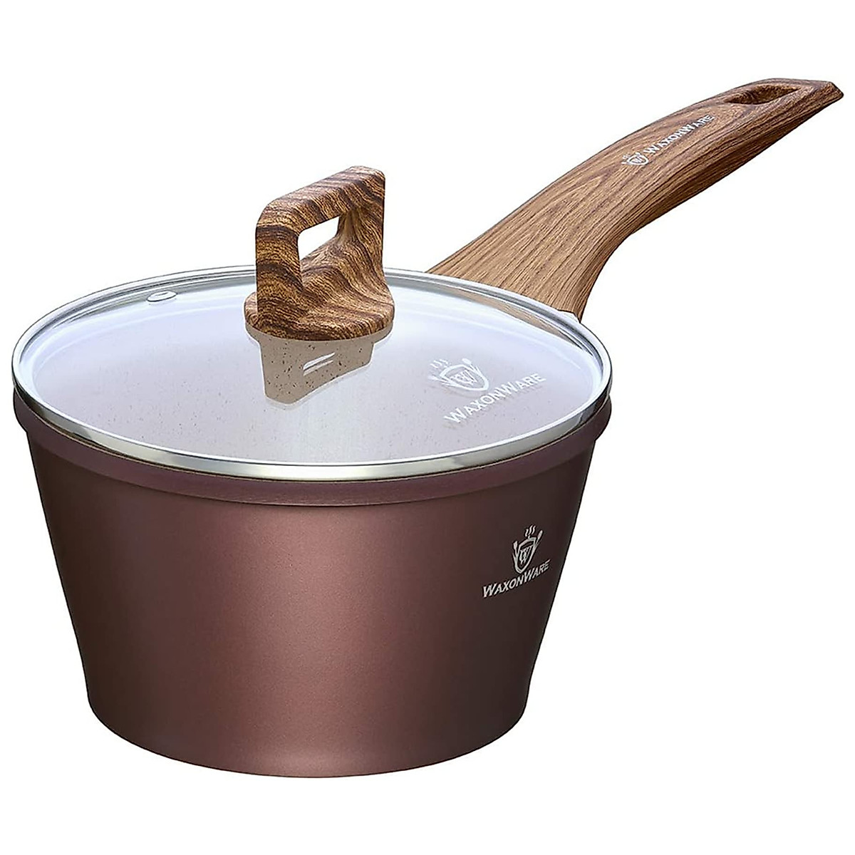 WaxonWare Non Stick Saucepan & Wok Pot, Induction Compatible & Marbellous Coating (A 100% PFOA Free Coating Made In Germany) - For Sauces, Soups, Pasta & Rice (2.2 Quart Saucepan)