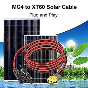 GELRHONR 4.9FT 12AWG Solar Connector to XT60 Female Extension Cable for Solar Panel RV Portable Power Station Solar Generator-1.5M 4.9Ft