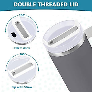 MCHIVER Gray 30 oz Tumbler with Handle and Straw Stainless Steel Vacuum Water Bottle Leak-proof Travel Coffee Mug Insulated Tumbler for Water Iced Tea Coffee