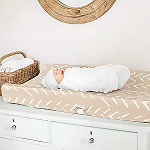 GRSSDER Stretch Ultra Soft Jersey Knit Changing Pad Cover Set 2 Pack,Change Table Pad Covers Fit 32"/34" x 16" Pads Safe and Snug,Stylish Cute Rainbow Print for Baby