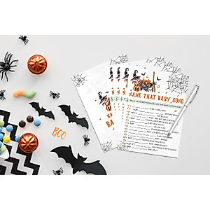 Halloween Name That Baby Song Game, Halloween Game for Baby Shower, Baby Shower Decorations, Fall Gender Reveal Party Supplies, 30 Game Cards and 1 Answer Key - WY08