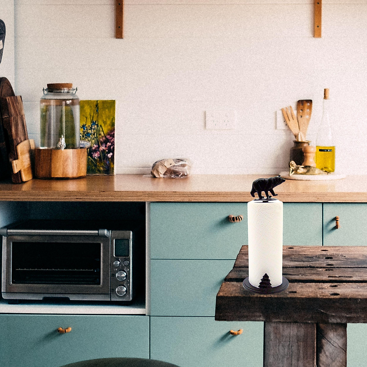 Bear Metal Paper Towel Holder Cabin Lodge Rustic Style