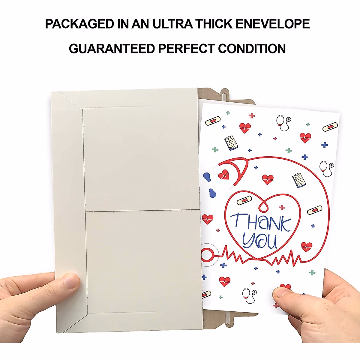 Prime Greetings 6 Pack Thank You Cards For Healthcare, Nurse, Doctor, Made in America, Eco-Friendly, Thick Card Stock with Premium Envelope 5in x 7.75in, Packaged in Protective Mailer