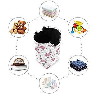 ALAZA Pink Flamingo Polka Dot Bird Laundry Basket Hamper Large Storage Bin with Handles for Gift Baskets, Bedroom, Clothes