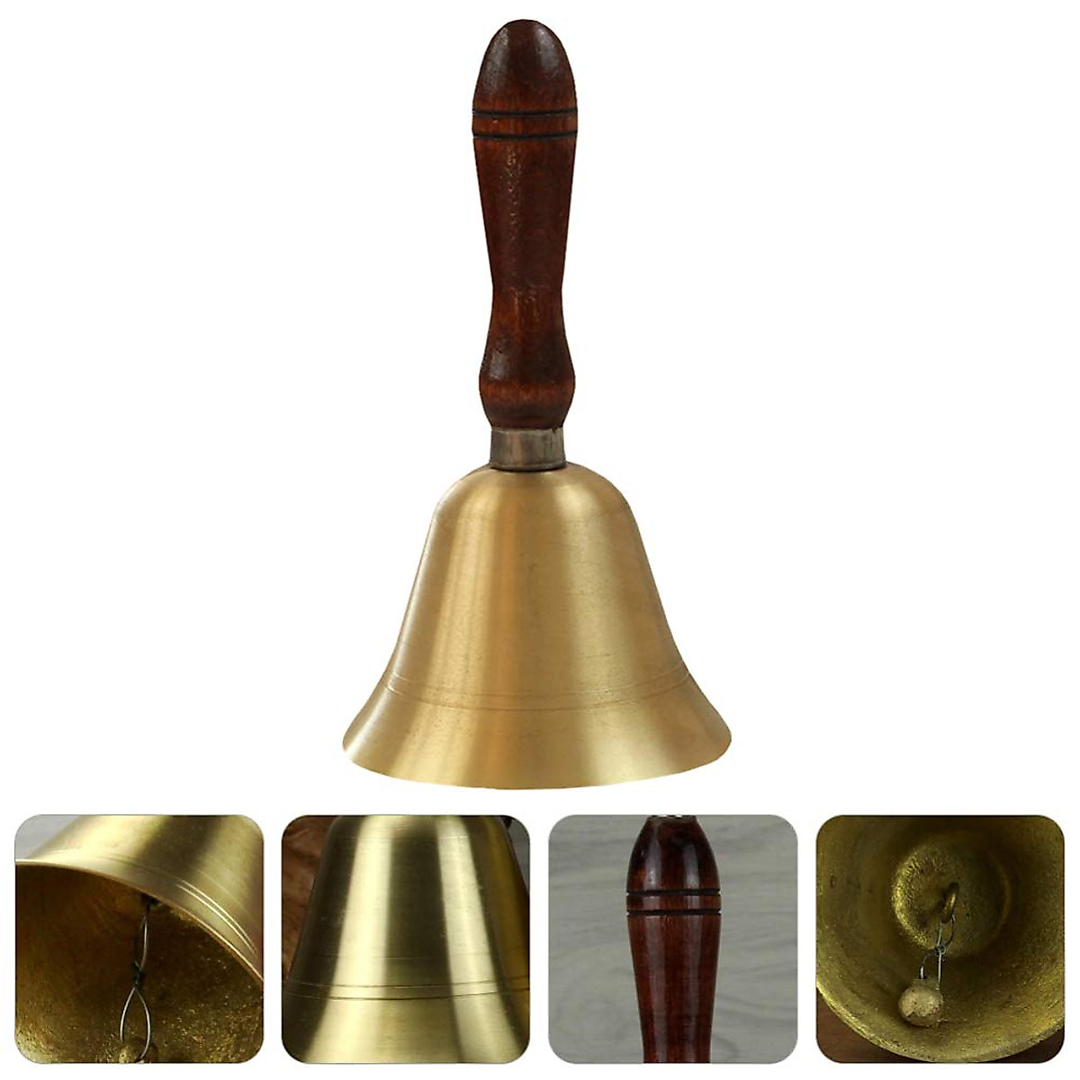 TOYANDONA Metal Hand Bells Call Bell Service Hand Bells Black Wooden Handle Handbells Santa Hand Bell Note Handbell Diatonic Metal Bells Musical Percussion for Christmas Dinner Shop Hotel
