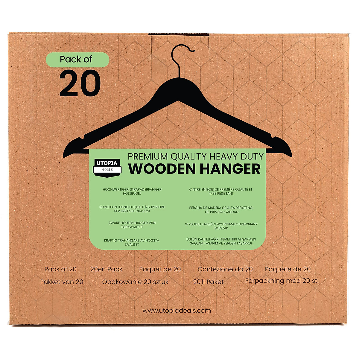 Utopia Home 20 Pack Premium Wooden Hangers - Durable & Slim Coat Hangers - Suit Hangers with 360-Degree Rotatable Hook - Wood Hangers with Shoulder Grooves (Natural Color)