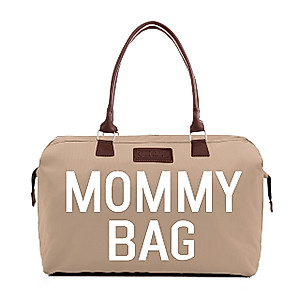 CHQEL Mommy Diaper Bag - Large Travel Bag for Hospital & Baby Care (Beige)