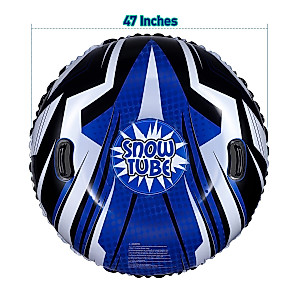 Toyvian 120cm Winter Snow Tube Inflatable Sled Snow Ring with Handles for Kids Adults Winter Outdoor Skating Skiing