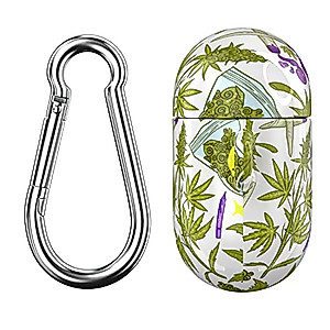 Hard Case Compatible with AirPods Pro 2 | AirPods Pro | AirPods 3 gen 2 1 Dope Joint Smoking Portable Design Protective Cool Weed Plastic Earpods with Keychain Stoner Hook Shockproof Cover Marijuana