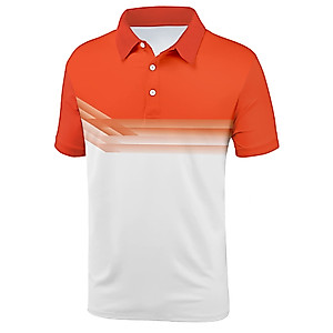 V VALANCH Mens Polo Shirts Short Sleeve Moisture Wicking Golf Tennis Polo Casual Shirts Orange,XL
