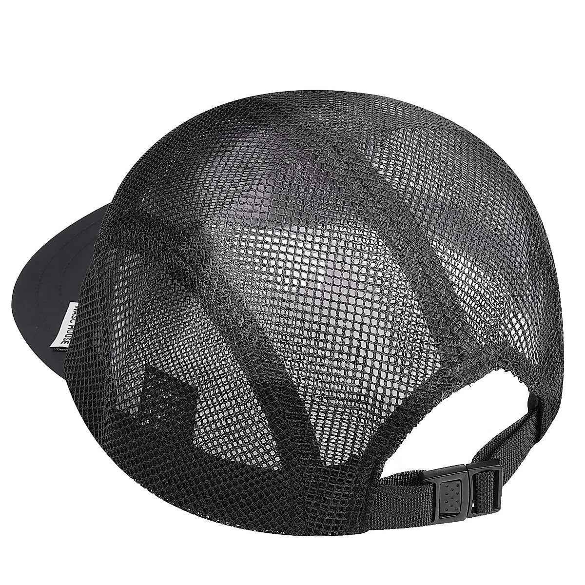 Croogo 5 Panel Short Bill Cap Flat Brim Mesh Baseball Caps Trucker Hat Cooling Breathable Quick Dry Sport Hats,Black-GD16