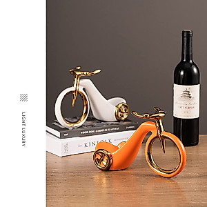 LIULIMI Bicycle Wine Shelf, Ceramics Wine Racks Holder Wine Cabinet for Home Living Room Porch Decoration Creative Gift (White)
