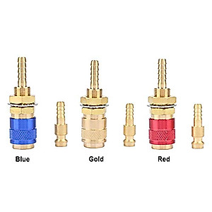 Hilitand M6 Quick Connector Set Quick Water Cooled Gas Adapter Fitting Hose for MIG TIG Welder Torch Fitting for Welding Torch (Gold)