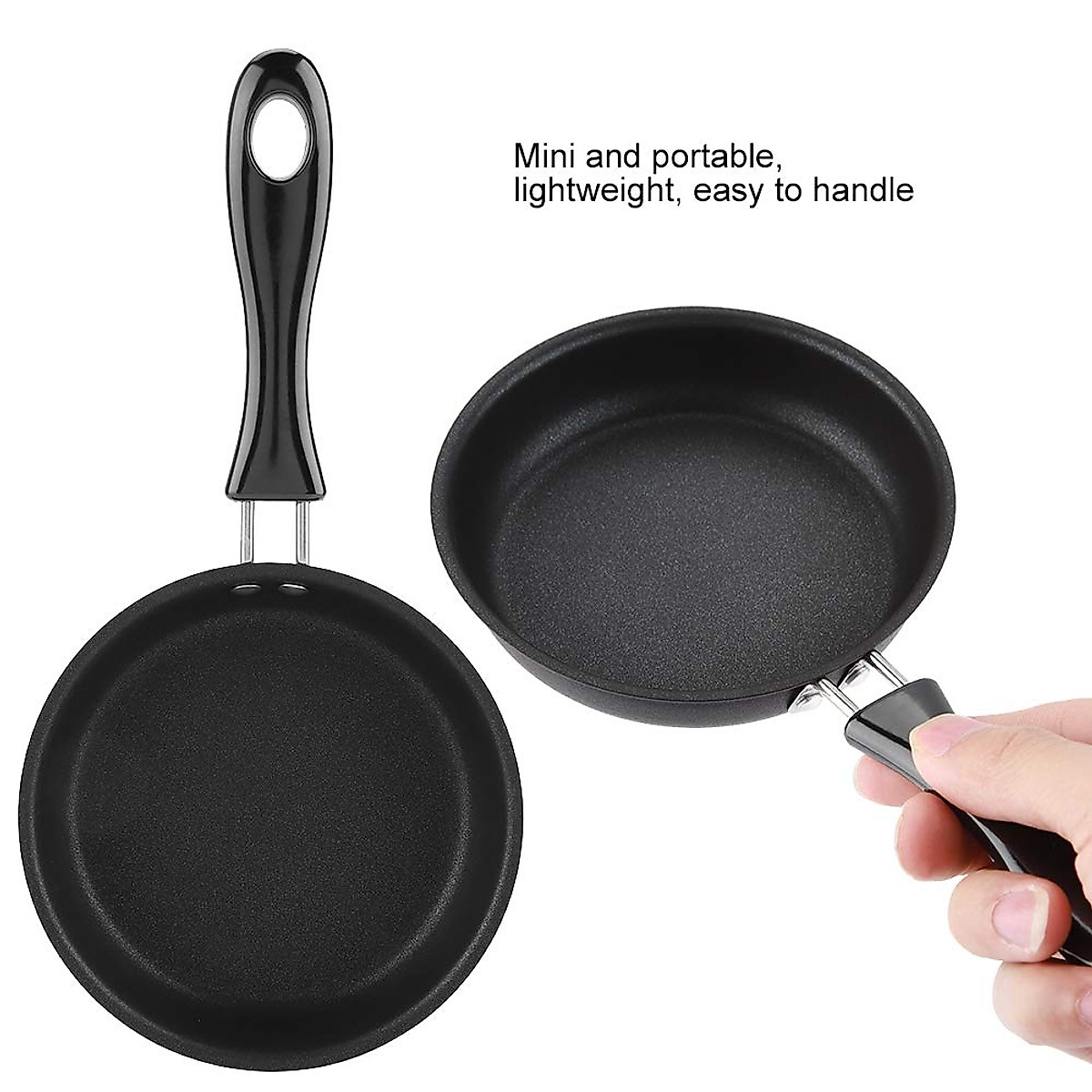 YEmirth Mini Pan for One Egg, 4.7" 12cm Mini Egg Frying Pan with Handle Heat Resistant Non Stick Pot, Portable Camping Cooking Omelet Pan for Gas Stove Induction Hob