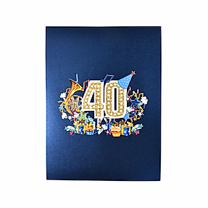 Teabug Cards Happy Birthday Pop Up 3D Greeting Card with Numbers (40th Blue)