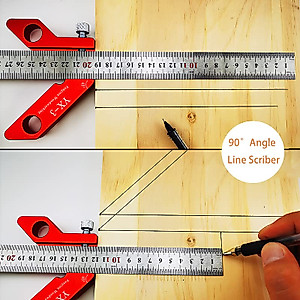 Center Finder Woodworking Square Center Scribe Circle Center Finder 45° 90° Scribe Scribing Rule Layout Gauge Magnetic Wood Measuring Scribe Tool
