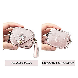 Secbolt Leather Cases Compatible with Airpod Pro Case Cover Cute for Women, Pink, Protective Cover Bag Purse with Strap Compatible with Apple AirPods Pro 2019