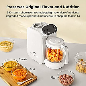 Baby Food Maker | Baby Food Processor Blender Mill Grinder Steamer | Purée Blender Maker for Babies | Ergonomic Touch Screen Control | Bottle Warmer Function| Free Baby Food Recipe Book