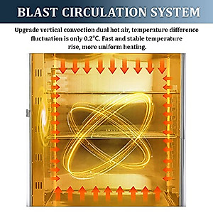 YUEWO 110V 15.6L-210L Blast Drying Oven Laboratory Silent Constant Temperature Stainless Steel Oven Intelligent Digital Display Drying Electromechanical Oven (101-2B-136L)