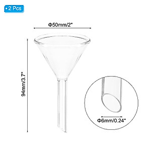 PATIKIL 50mm Glass Funnel, 2 Pack Short Stem Scientific Borosilicate Glass Heavy Wall Funnel for Filling Water Bottle Home Lab Kitchen Use