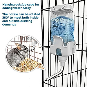 Vannon Top Fill Small Animal Water Bottles for Crate No Drip BPA Free Water Dispenser for Rabbit, Chinchilla, Ferret, Guinea Pigs, Squirrel, Hedgehog