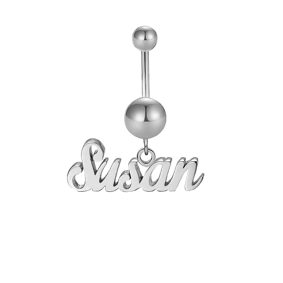 LONAGO 14G Belly Ring Personalized Name Ring for Body Belly Custom Name Plate Initial Belly Button Ring Gift for Women