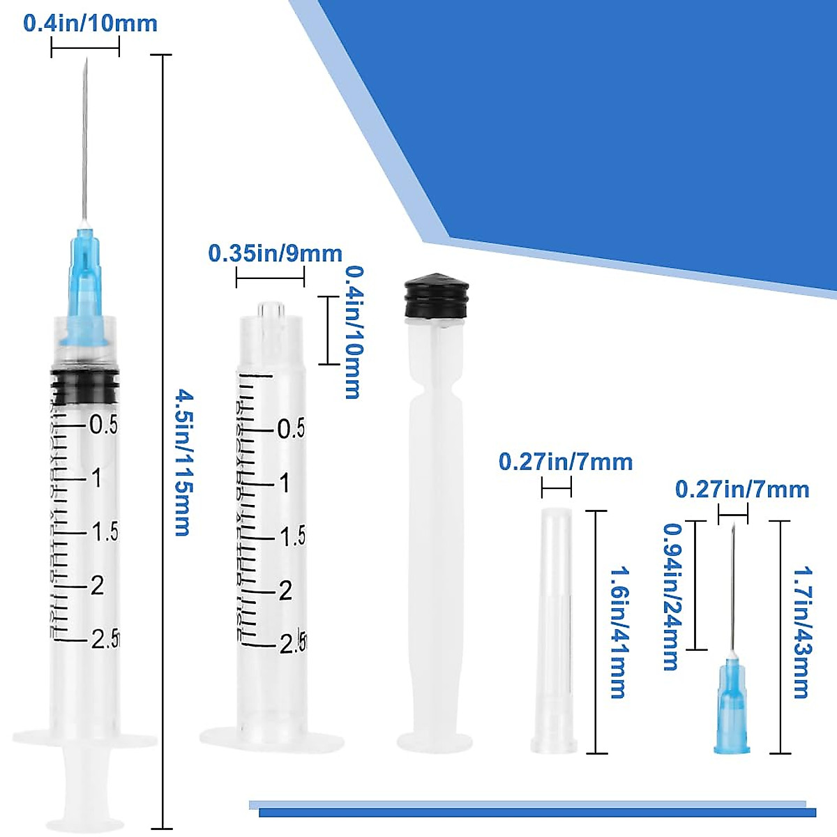 24 Pack Disposable 2.5 ml Syringes with Needle 23G 1”, Sterile Luer Lock Syringe Individually Packaged, Smooth and Accurate Dispensing for Labs, Liquid Measuring, Oil