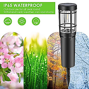 ZWOOS 4-Pack Solar Pathway Lights, Light Up Whole Night (Max. 15h), LED Solar Outdoor Lights for Garden, Driveway, Yard, Lawn, IP65 Waterproof (Warm White)