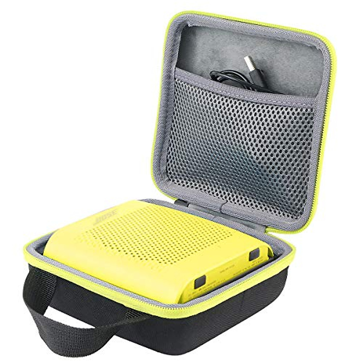 co2CREA Hard Travel Case Replacement for Bose SoundLink Color 2 Bluetooth Speaker II (Black Case + Yellow Citrus Zipper)