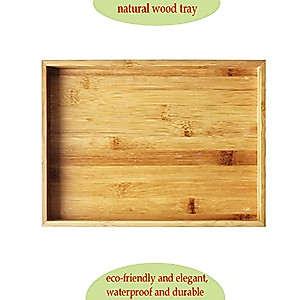 Natural Wood Tray, Slip-Resistant Wooden Bathroom Tray & Kitchen Decor Wood Holder Organizer