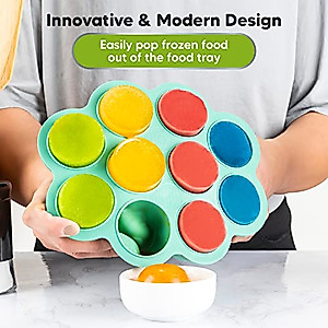 Silicone Baby Food Freezer Tray with Clip-on Lid - Breast Milk Trays for Freezer - Baby Food Containers - Baby Food Trays for Freezing, Dishwasher, Microwave, BPA-Free Baby Food Storage (Alpine Green)