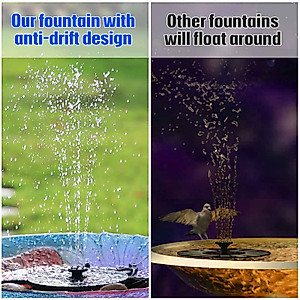 AISITIN 2.8W Solar Fountain Pump for Water Feature with 3.9ft Cord, Solar Bird Bath Fountain with 6 Nozzles, Solar Powered Water Fountain for Bird Bath, Garden, Ponds Fish Tank and Outdoor