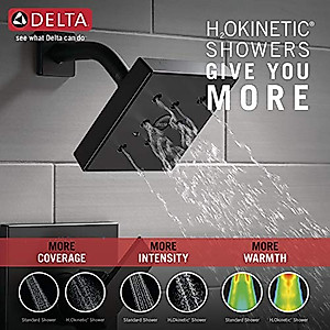 Delta Faucet Ara 14 Series Single-Function Tub and Shower Trim Kit with Single-Spray H2Okinetic Shower Head, Matte Black T14467-BL (Valve Not Included)