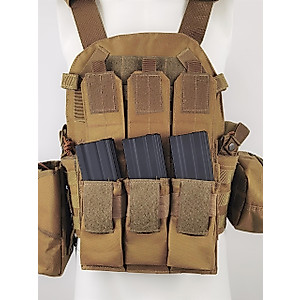 Invenko Heavy Duty Tactical Molle Airsoft Vest Outdoor Hunting Paintball Sports Outdoor Gaming Security Gurad Duty Soft Vest (tan)