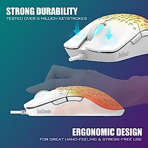 RedThunder M6 Gaming Mouse, RGB Backlight and Adjustable DPI, 6 Buttons, 69(±5)g Ultra Lightweight Honeycomb Shell Ergonomic Mice with High Precision Sensor for Laptop/PC/Mac/Windows, Gradient Orange
