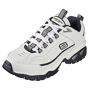 Skechers Men's Energy Afterburn Lace-Up Sneaker, White/Navy, 11 Wide